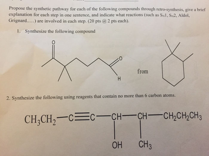 Solved Propose the synthetic pathway for each of the | Chegg.com
