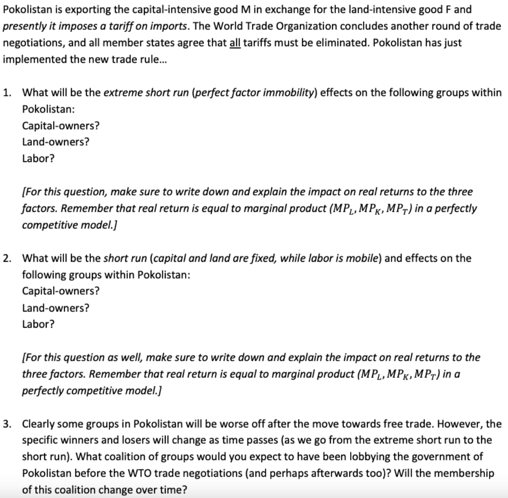 Solved Pokolistan is exporting the capital-intensive good M | Chegg.com