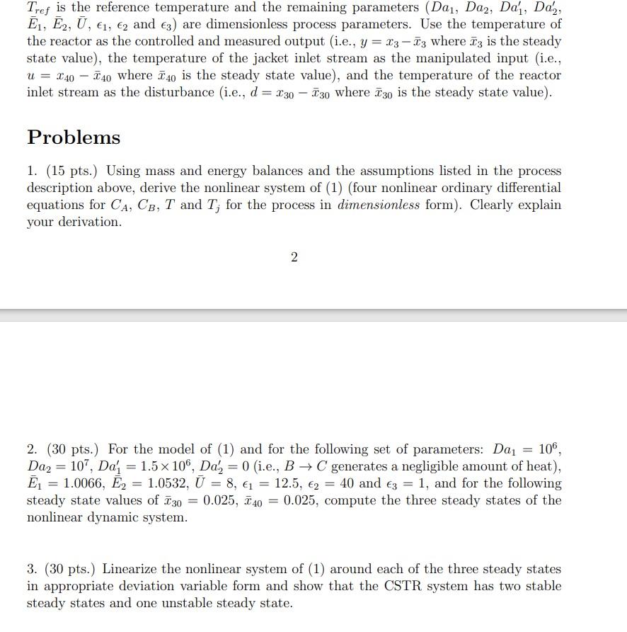 Solved Process description Consider a jacketed continuous | Chegg.com