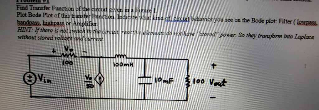 Solved Find Transfer Function of the circuit given in a | Chegg.com