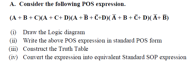 Solved A. Consider the following POS expression. (A+B+C)(A + | Chegg.com