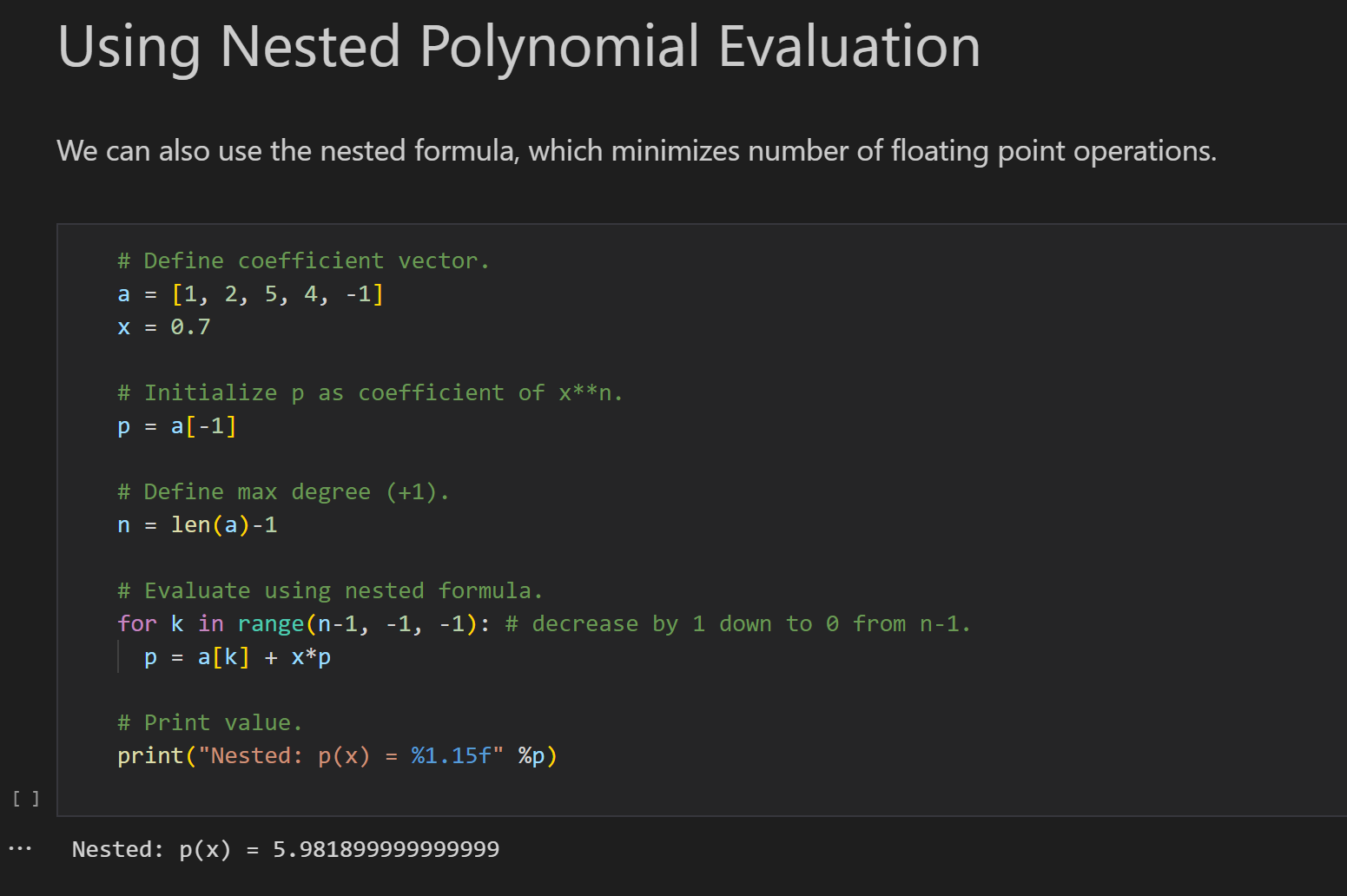 Nested Polynomial Evaluation Evaluating a Polynomial | Chegg.com