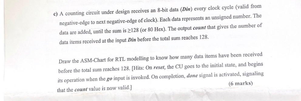 Solved helpc) ﻿A counting circuit under design receives an | Chegg.com