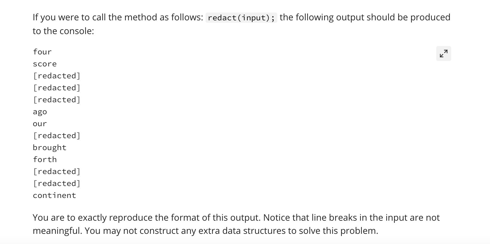 Solved Redact Write a static method called redact that takes | Chegg.com