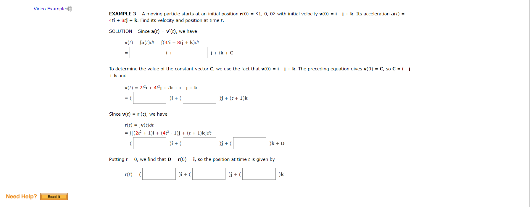 Solved EXAMPLE 3 A moving particle starts at an initial | Chegg.com