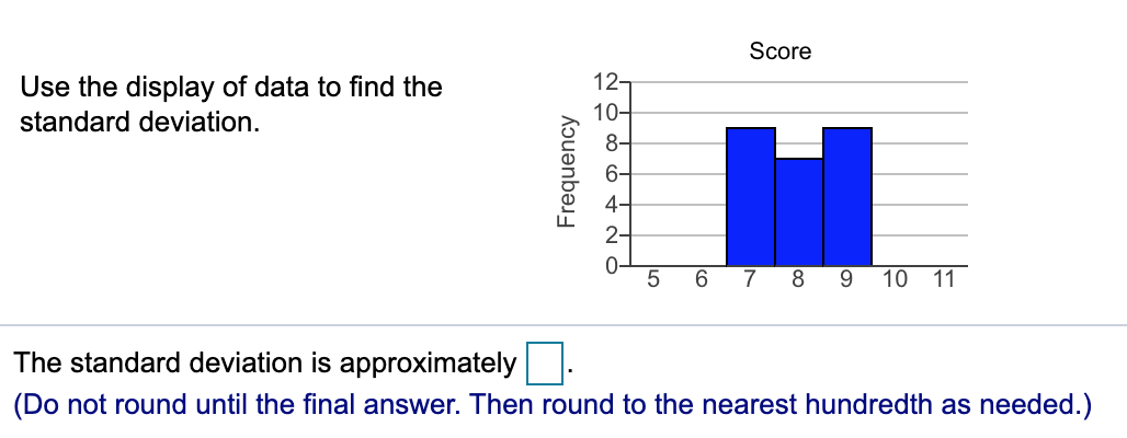 Solved Score Use the display of data to find the standard | Chegg.com