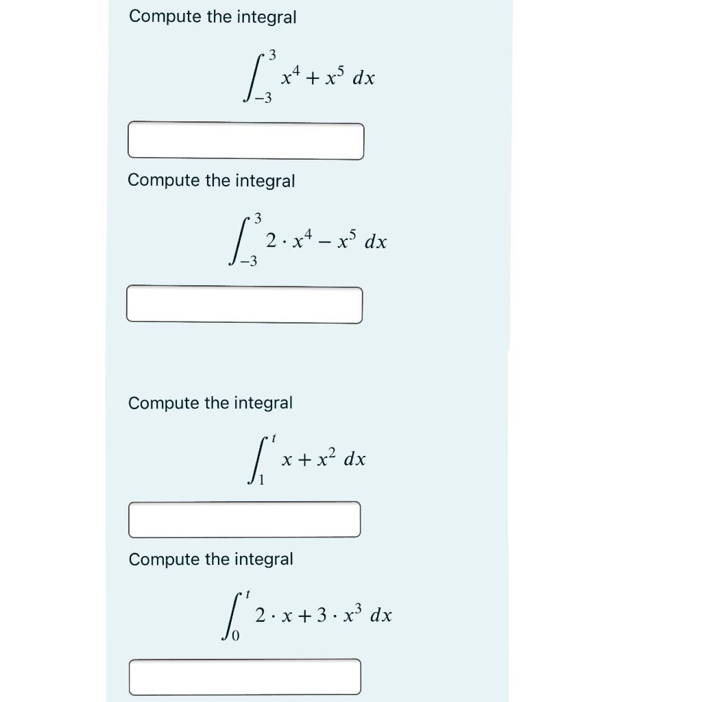 Solved Compute the integral [***+x?dx Compute the integral 2 | Chegg.com
