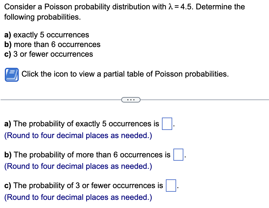 Solved Consider a Poisson probability distribution with | Chegg.com