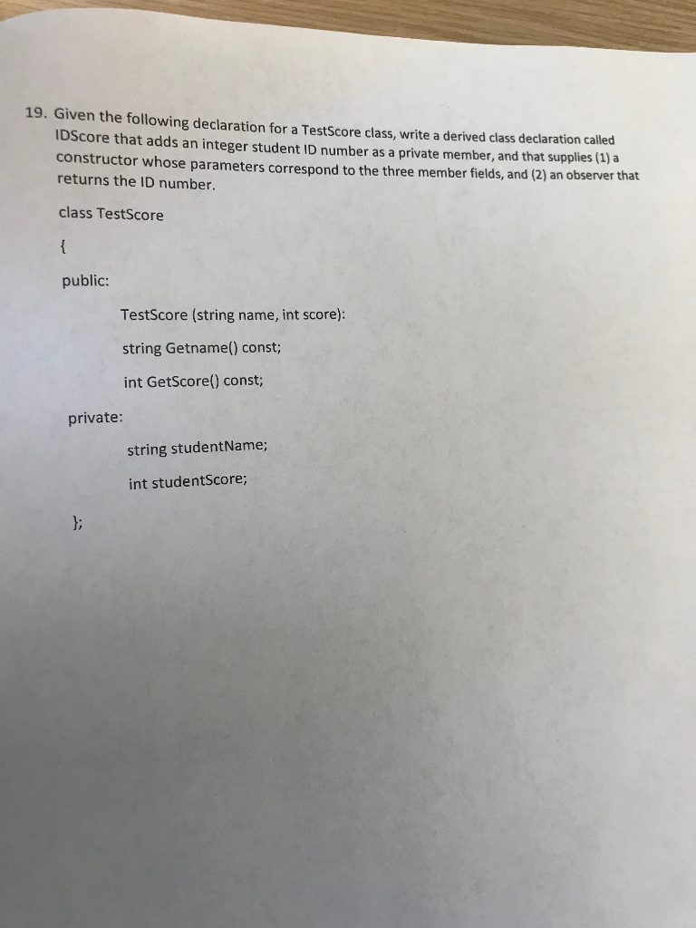 Solved 19. Given the following declaration for a TestScore | Chegg.com