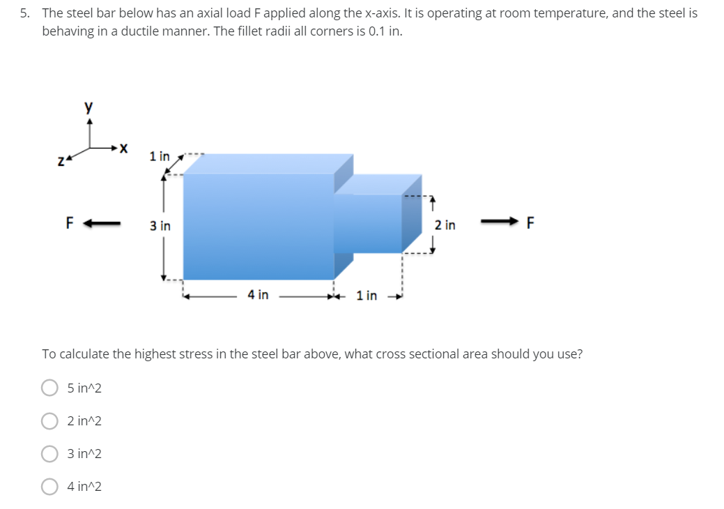 Solved 5. The steel bar below has an axial load F applied | Chegg.com