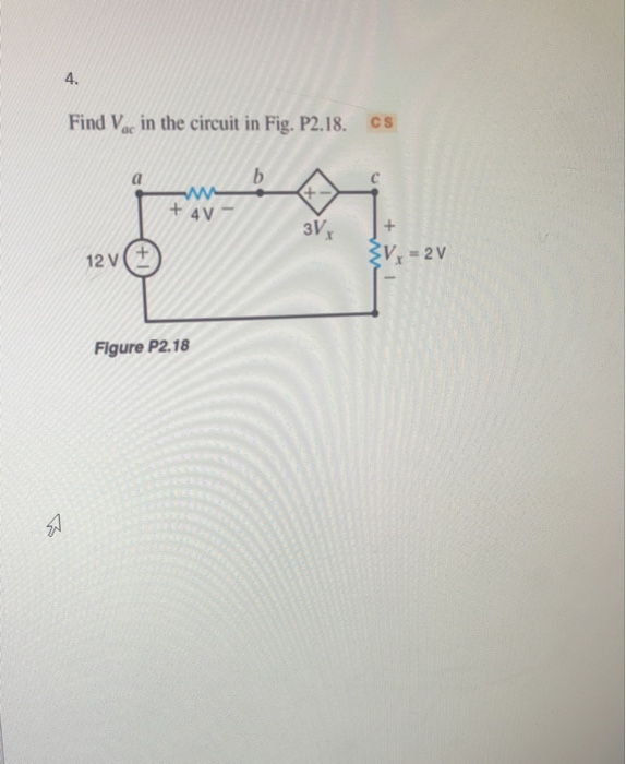 Solved 4. Find Vac in the circuit in Fig. P2.18. c Figure | Chegg.com