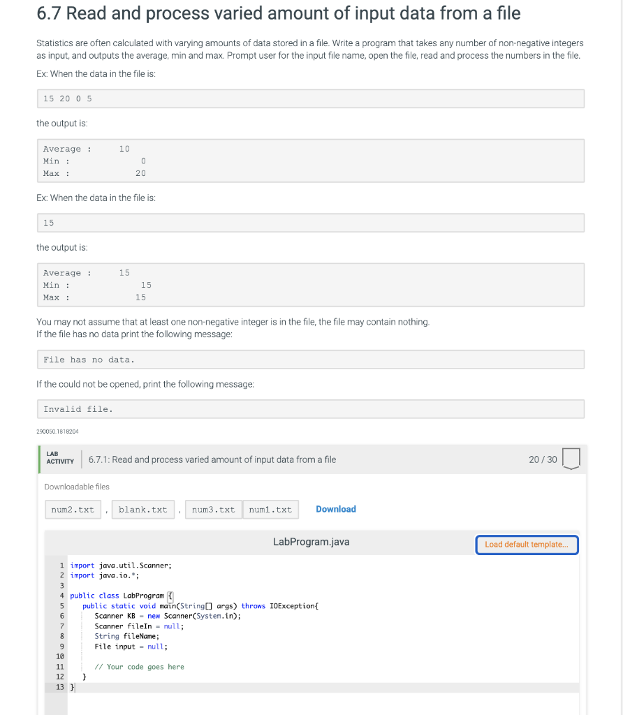 Solved 6.7 Read and process varied amount of input data from | Chegg.com