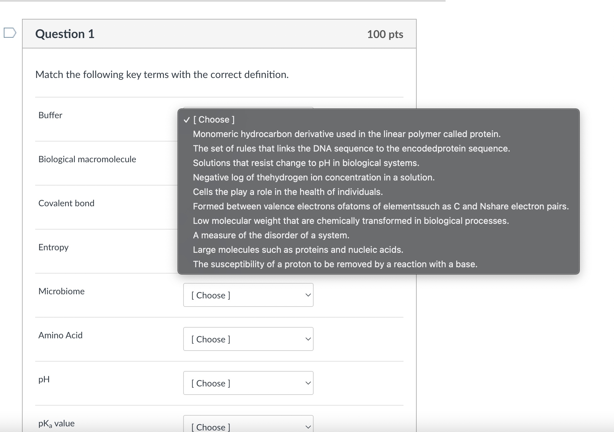 Solved Question 1Match the following key terms with the | Chegg.com