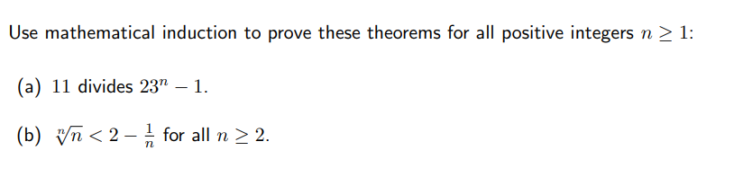 Solved Use mathematical induction to prove these theorems | Chegg.com