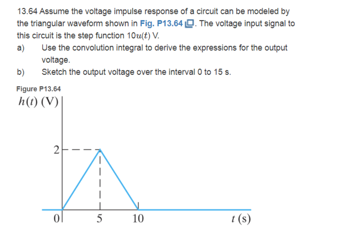 Solved 1364 Assume The Voltage Impulse Response Of A 