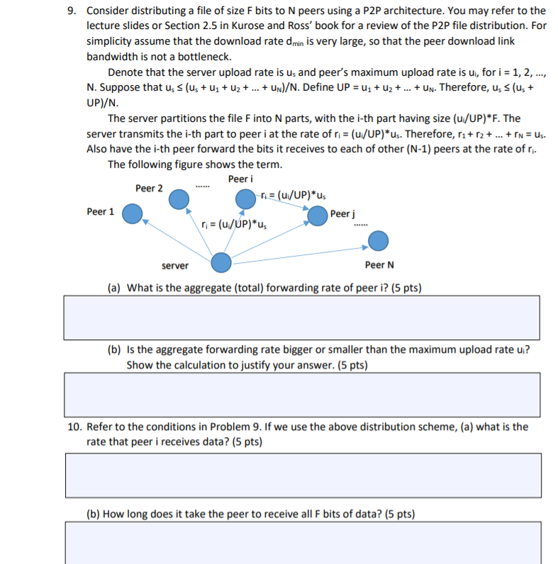 9. Consider distributing a file of size F bits to N | Chegg.com