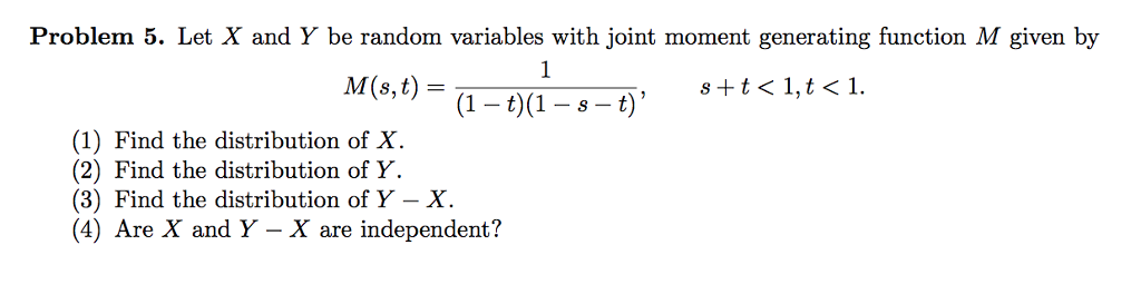 Problem 5. Let X and Y be random variables with joint | Chegg.com