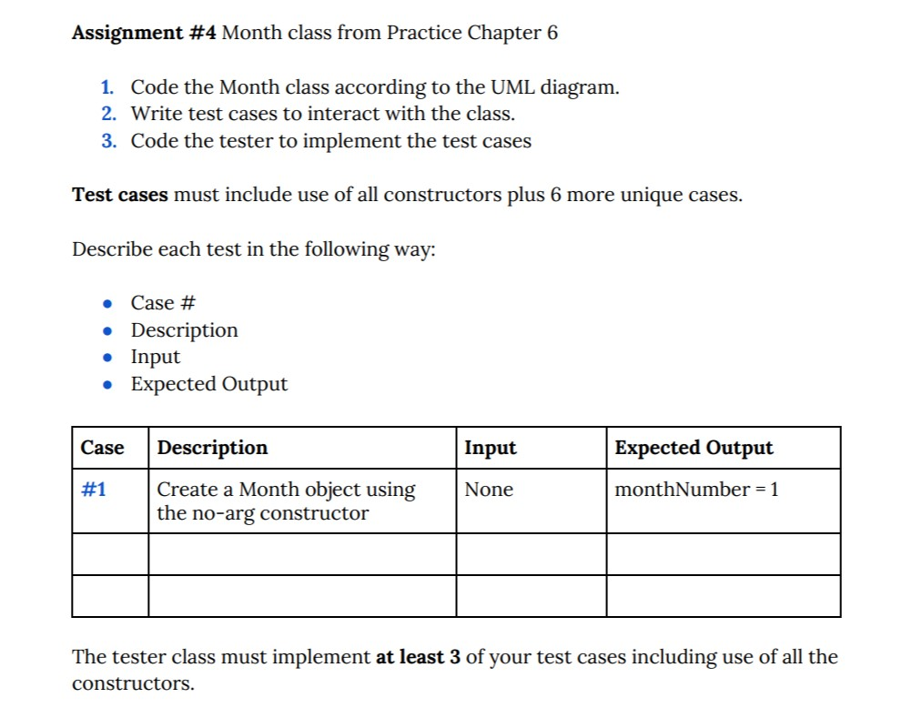 Solved 5. Month class Write a class named Month. The class | Chegg.com