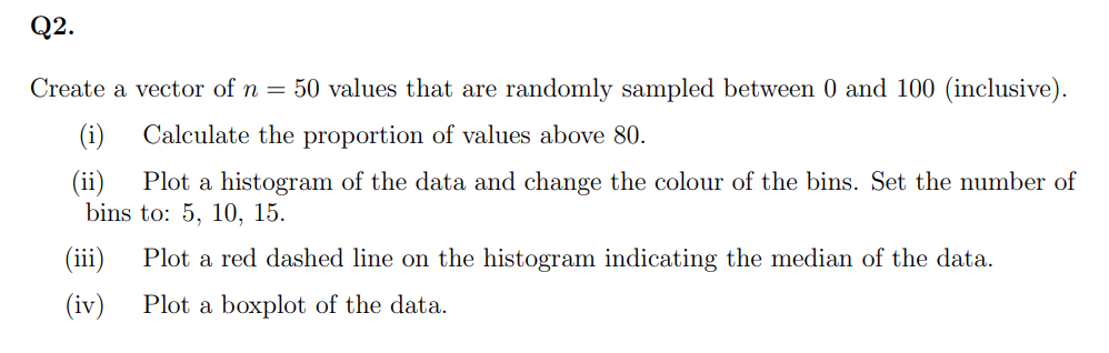 Create a vector of n=50 values that are randomly | Chegg.com