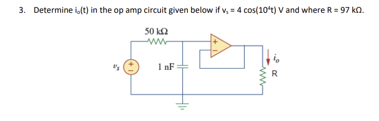 Solved 3. Determine i0(t) in the op amp circuit given below | Chegg.com