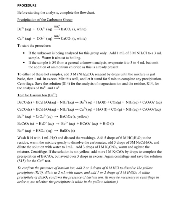 Solved PRELAB NAME: 1. How is the Ba separated from Ca2? 2. | Chegg.com