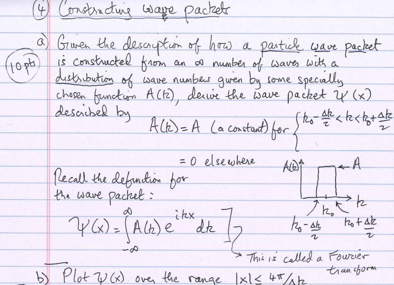 (4) Constructing wave packets a) Given the | Chegg.com