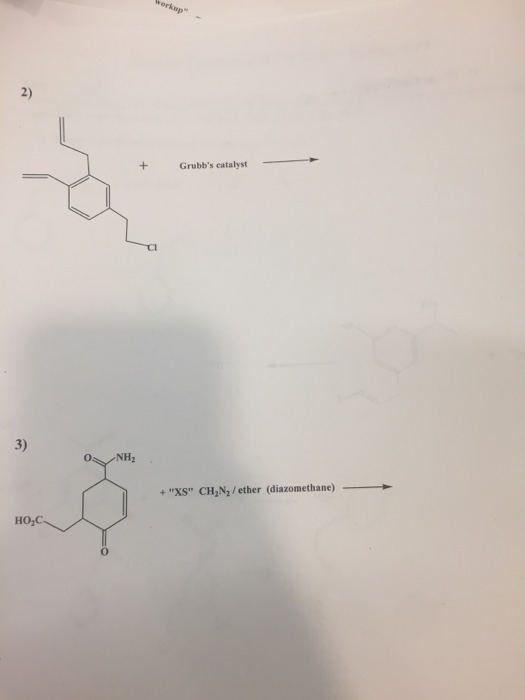 Solved 2) Grubb's catalyst 3) NH2 +"XS" CH2N2/ether | Chegg.com