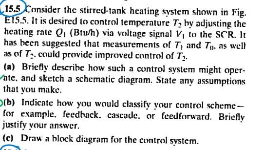 Solved 15.5) Consider the stirred-tank heating system shown | Chegg.com