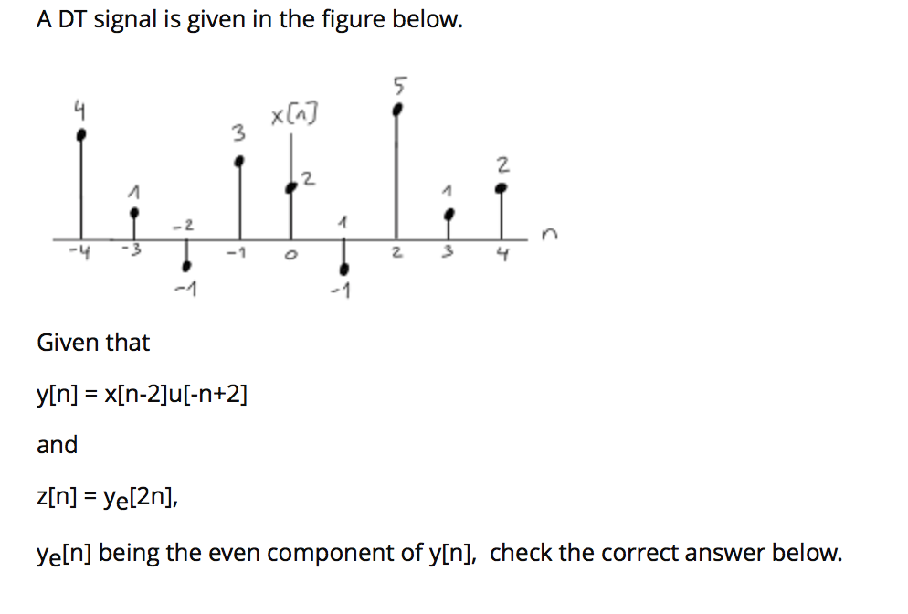 Solved A DT signal is given in the figure below. 5 4 x(1) 3 | Chegg.com