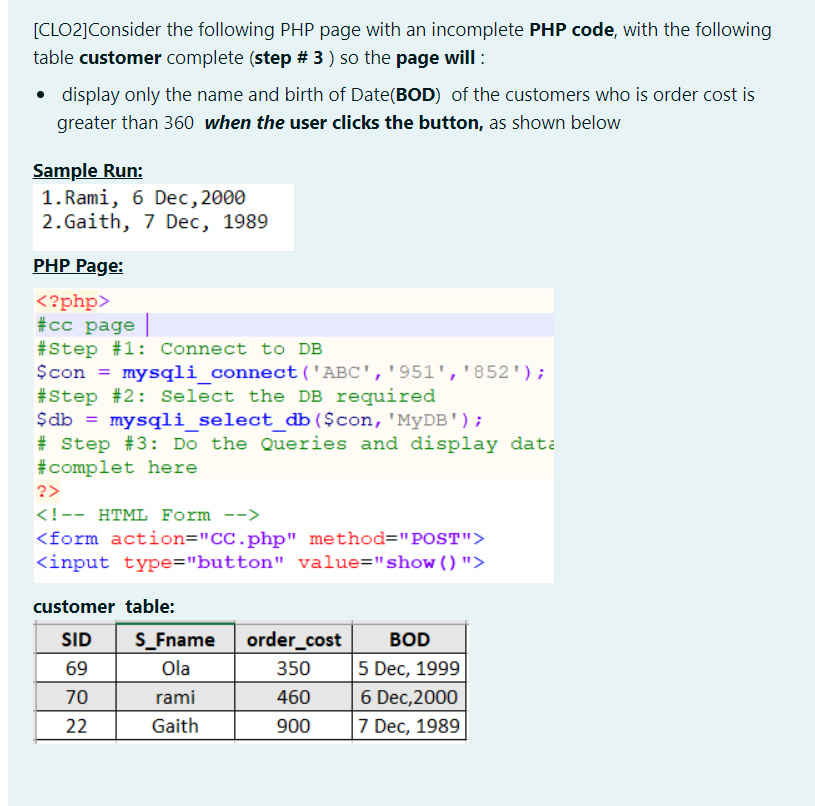 Solved [CLO2]Consider the following PHP page with an | Chegg.com