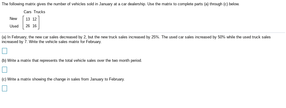 Solved The following matrix gives the number of vehicles | Chegg.com