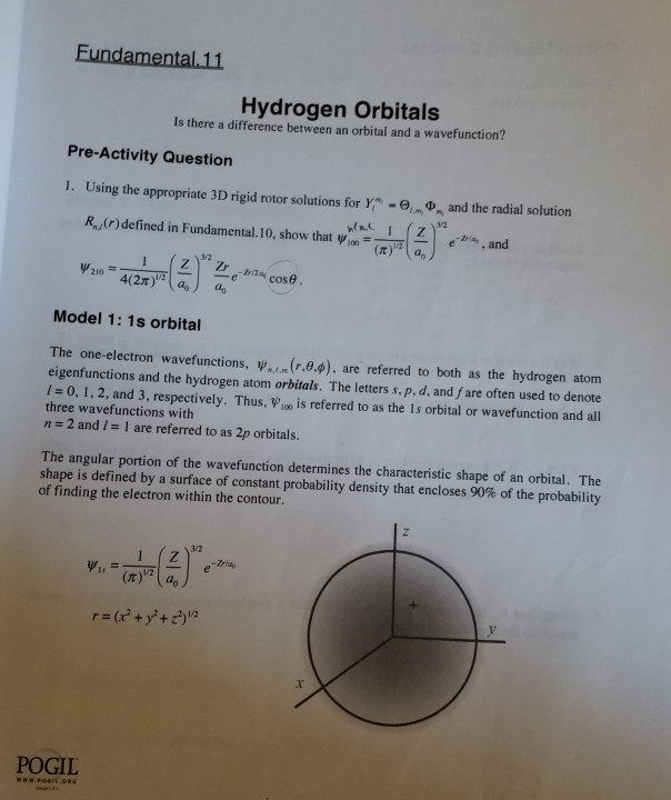 Solved Fundamental 11 Hydrogen Orbitals Is There A