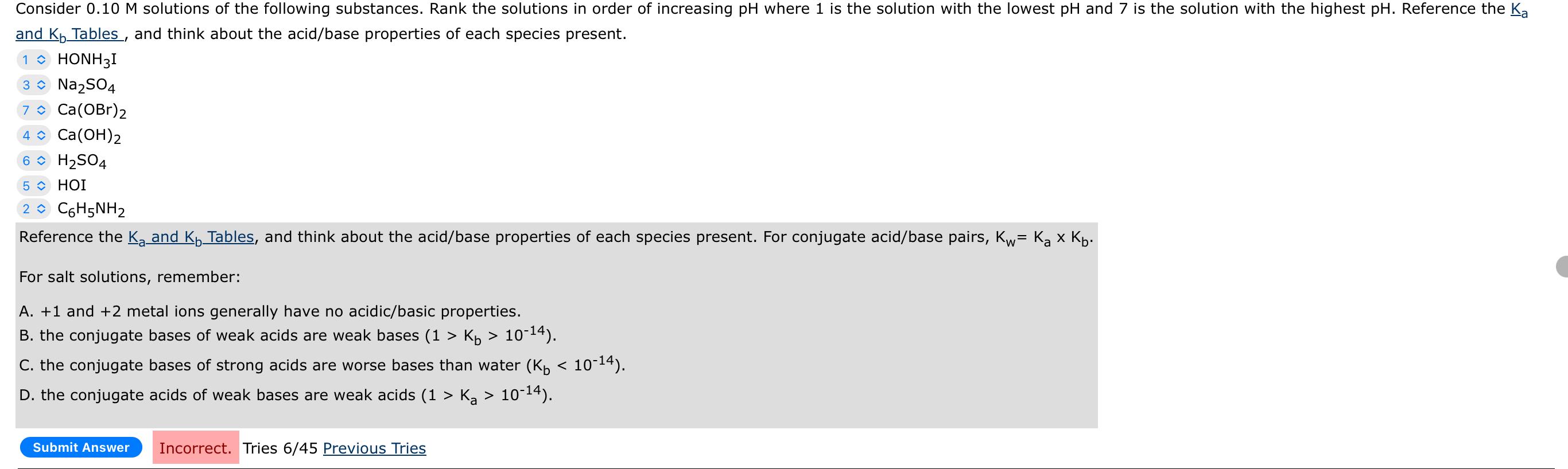 Solved and Kb Tables, and think about the acid/base | Chegg.com
