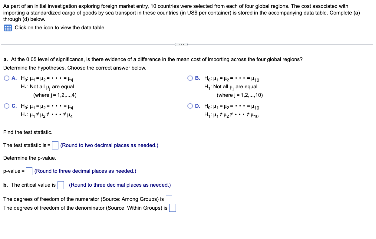 Solved As part of an initial investigation exploring foreign | Chegg.com