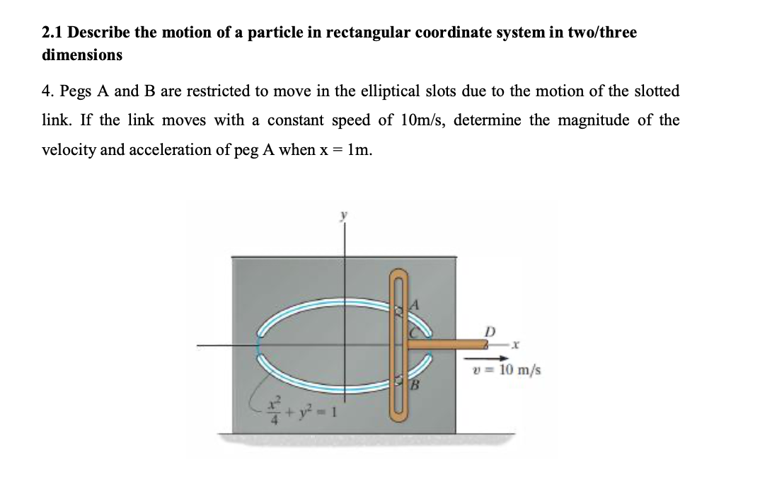 Solved 2.1 Describe the motion of a particle in rectangular | Chegg.com
