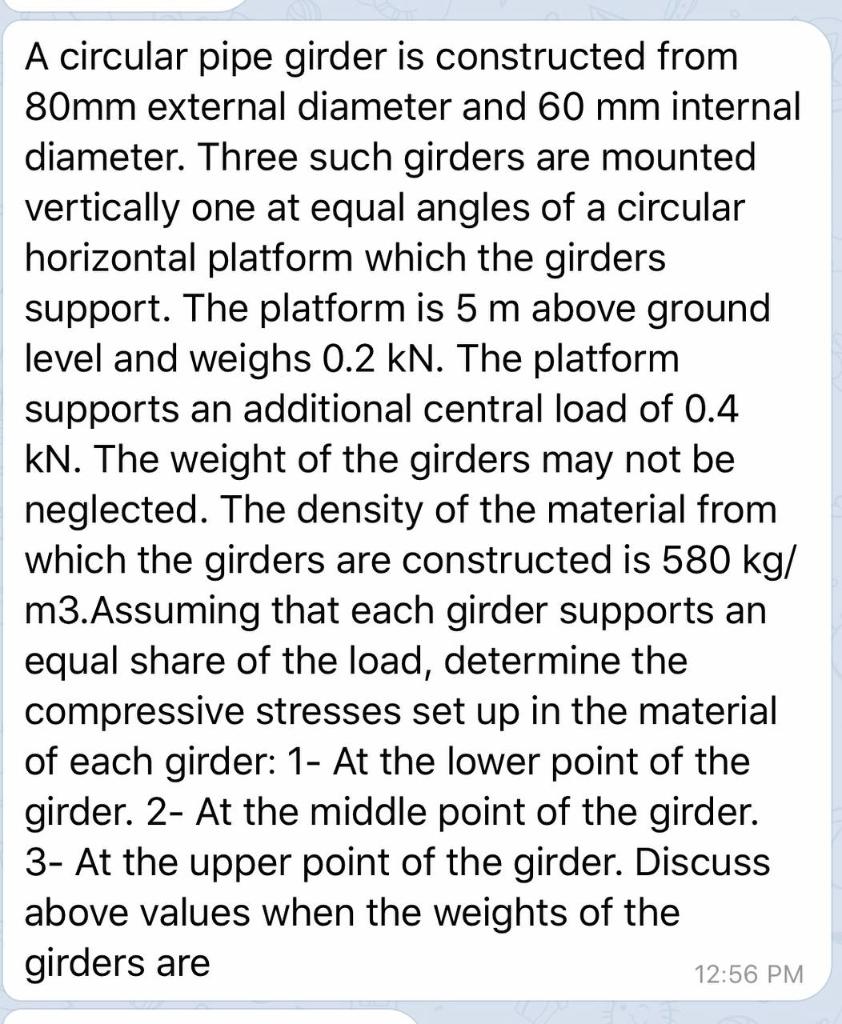 Solved A circular pipe girder is constructed from 80mm | Chegg.com