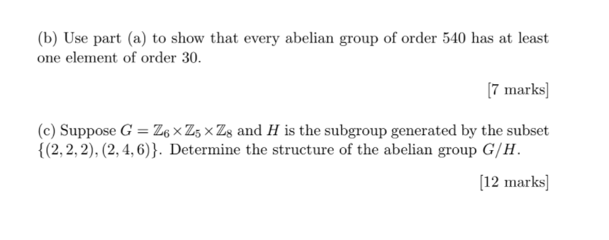 (b) Use part (a) to show that every abelian group of | Chegg.com