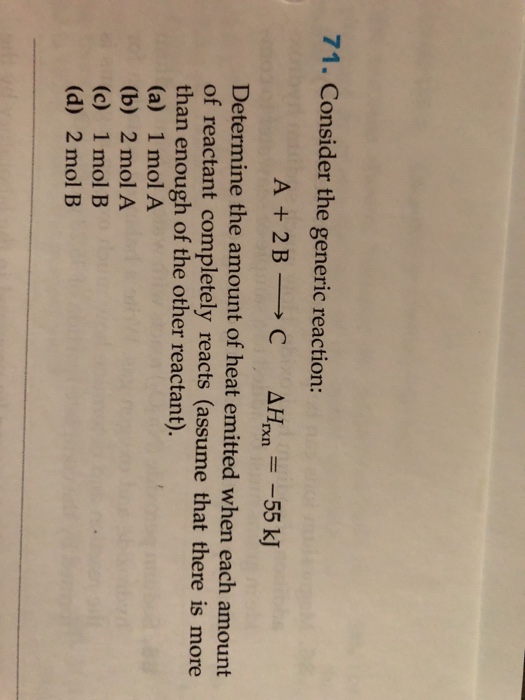 Solved 71. Consider the generic reaction: Determine the | Chegg.com