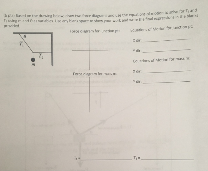 Solved (6 pts) Based on the drawing below, draw two force | Chegg.com