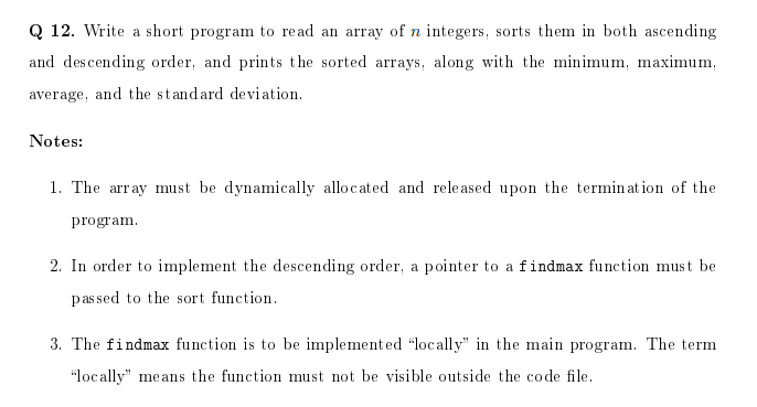 Solved Q 11. Modify the selection sort function such that it | Chegg.com