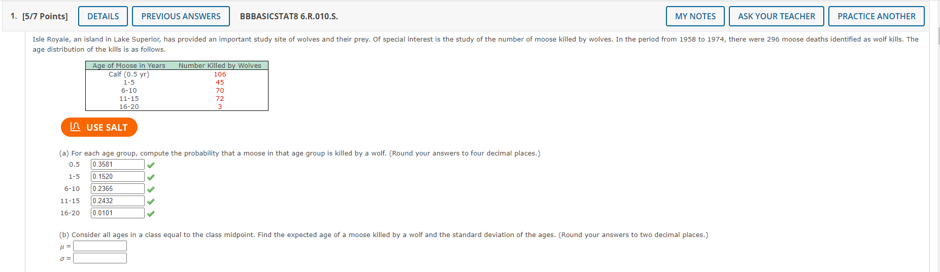 Solved 1. [5/7 Points] DETAILS PREVIOUS ANSWERS BBBASICSTAT8 | Chegg.com