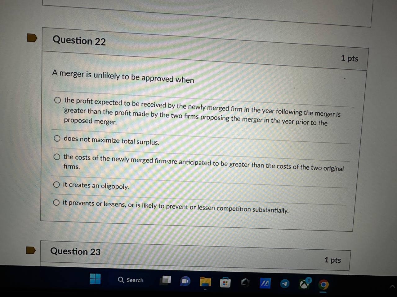 Solved A merger is unlikely to be approved when the profit | Chegg.com