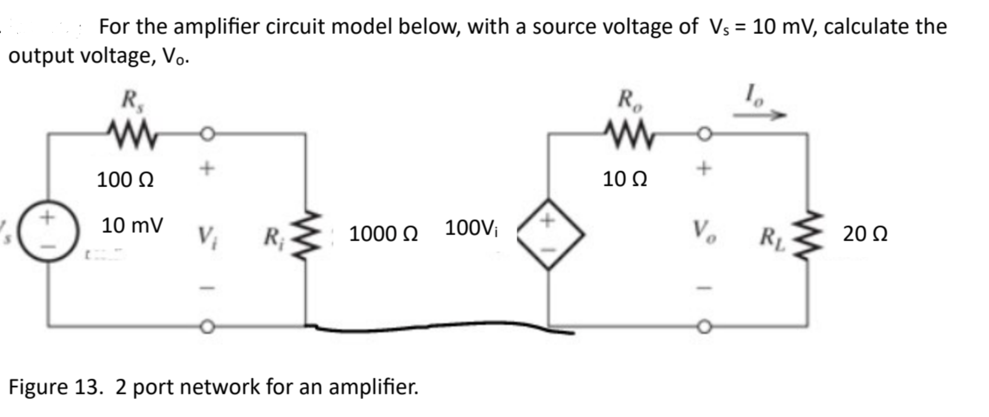 Solved For the amplifier circuit model below, with a source | Chegg.com