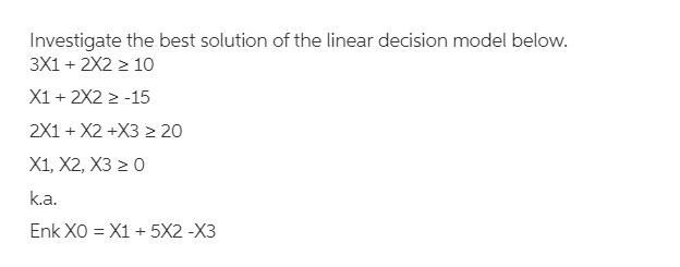 Solved Investigate the best solution of the linear decision | Chegg.com
