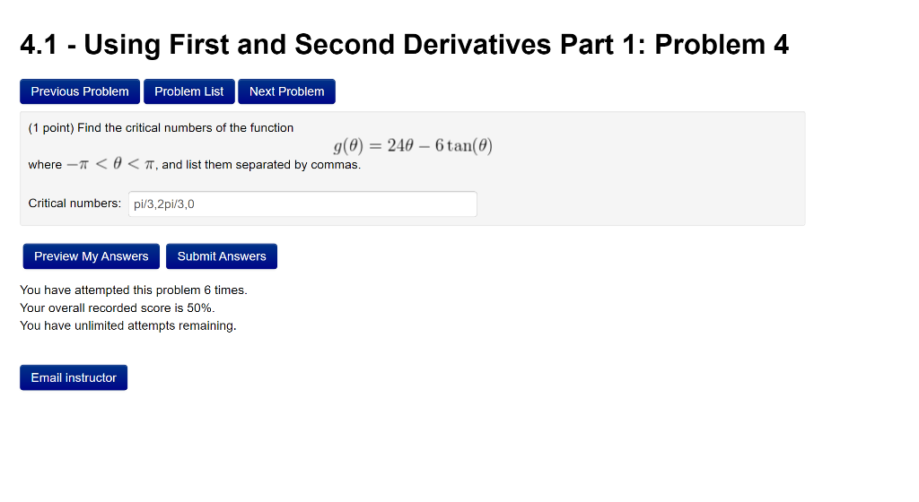 Solved 4.1 - Using First and Second Derivatives Part 1: | Chegg.com
