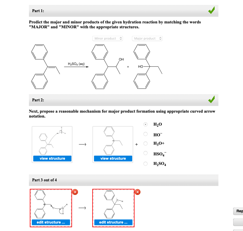 Solved Part 1 Predict the major and minor products of the | Chegg.com