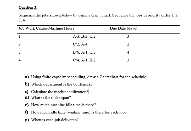 Question 3: Sequence the jobs shown below by using a | Chegg.com