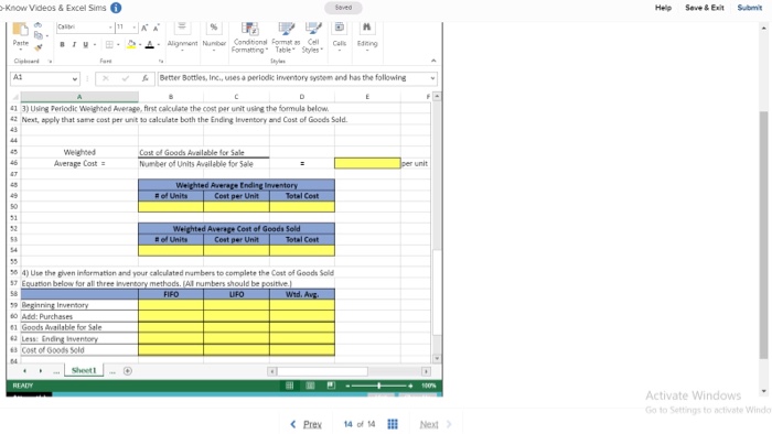 Solved Know Videos & Excel Sims Halp Save & Exit Submit | Chegg.com