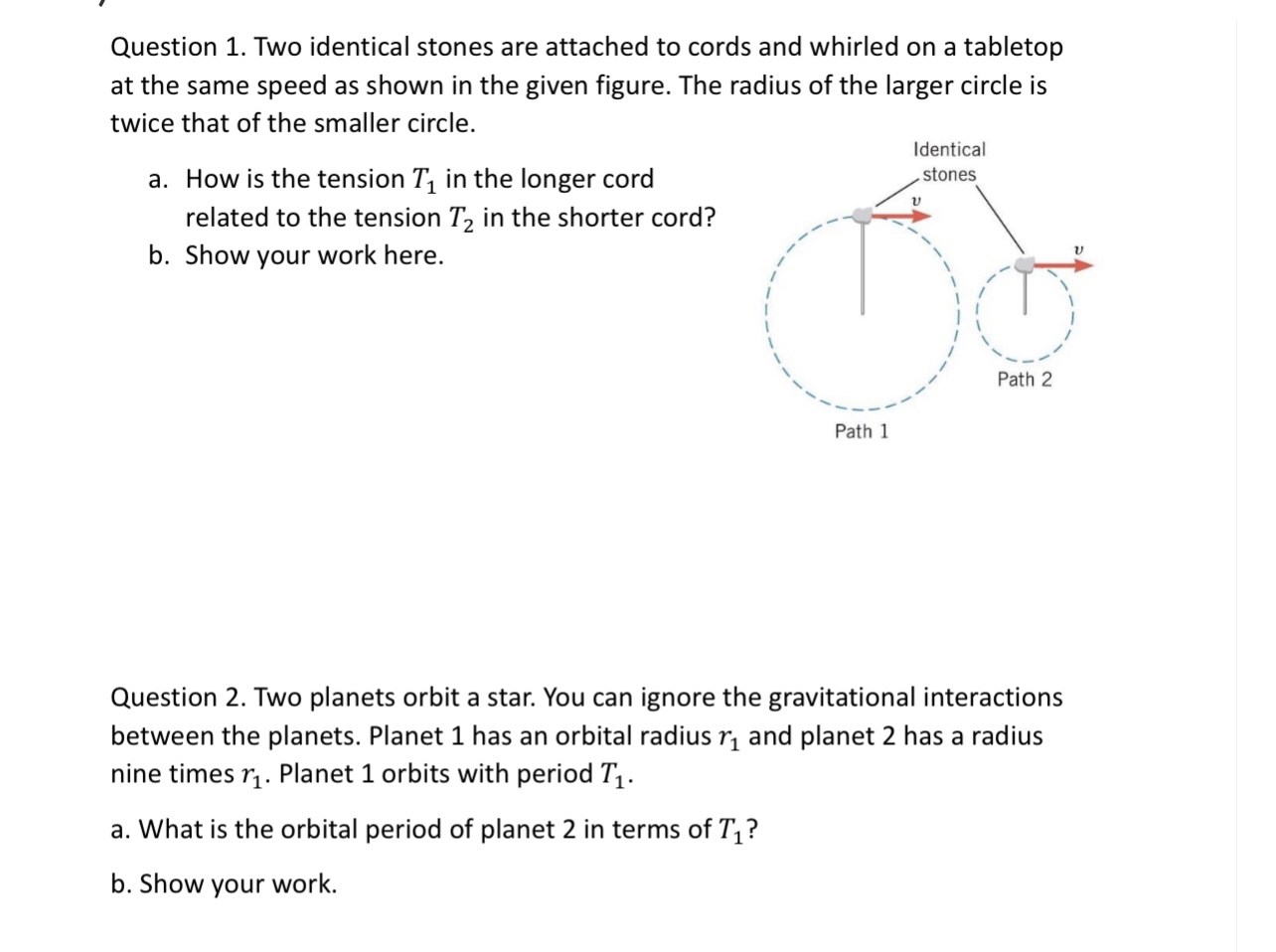 Solved Question 1. Two identical stones are attached to | Chegg.com