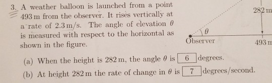 Solved 3. A weather balloon is launched from a point 282 m | Chegg.com
